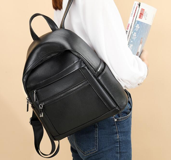 Womens Small Black Leather Backpack Purse Bag – LeatherNeo