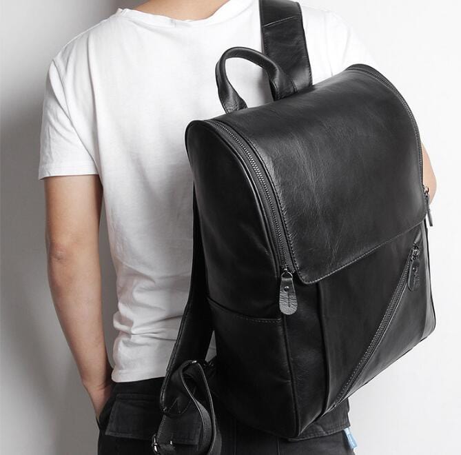 Designer Black Leather Backpack Bag – LeatherNeo