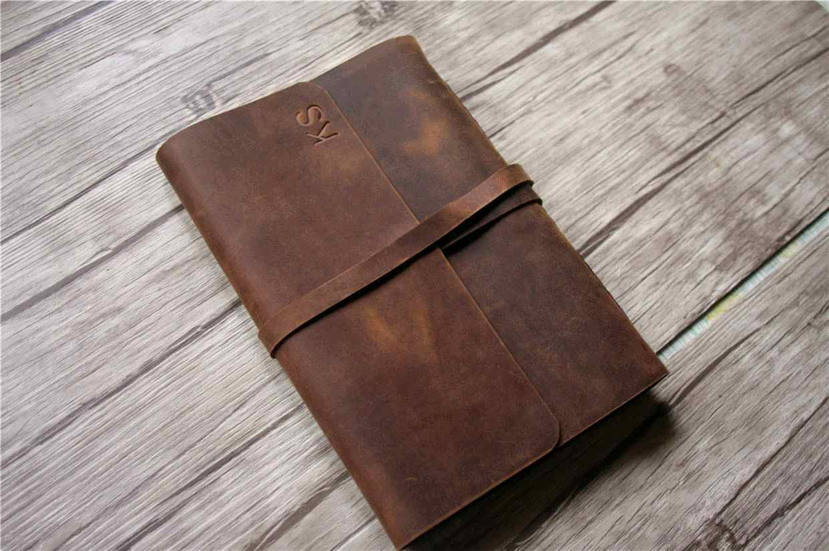 Brown Monogrammed Leather Journal – LeatherNeo