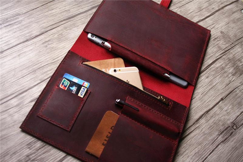 Personalized Leather iPad Mini Case Portfolio with Pencil Holder ...