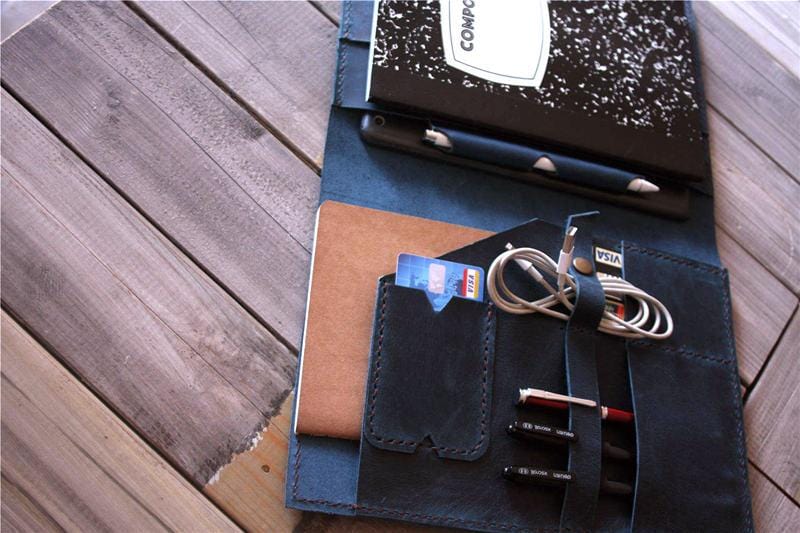Blue Leather iPad Notebook Cases Portfolio – LeatherNeo