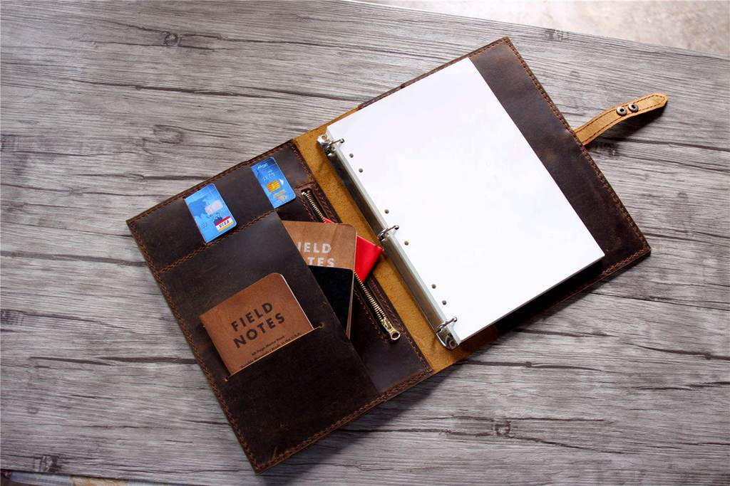 Brown Leather 3 Rings Binder Folder – LeatherNeo