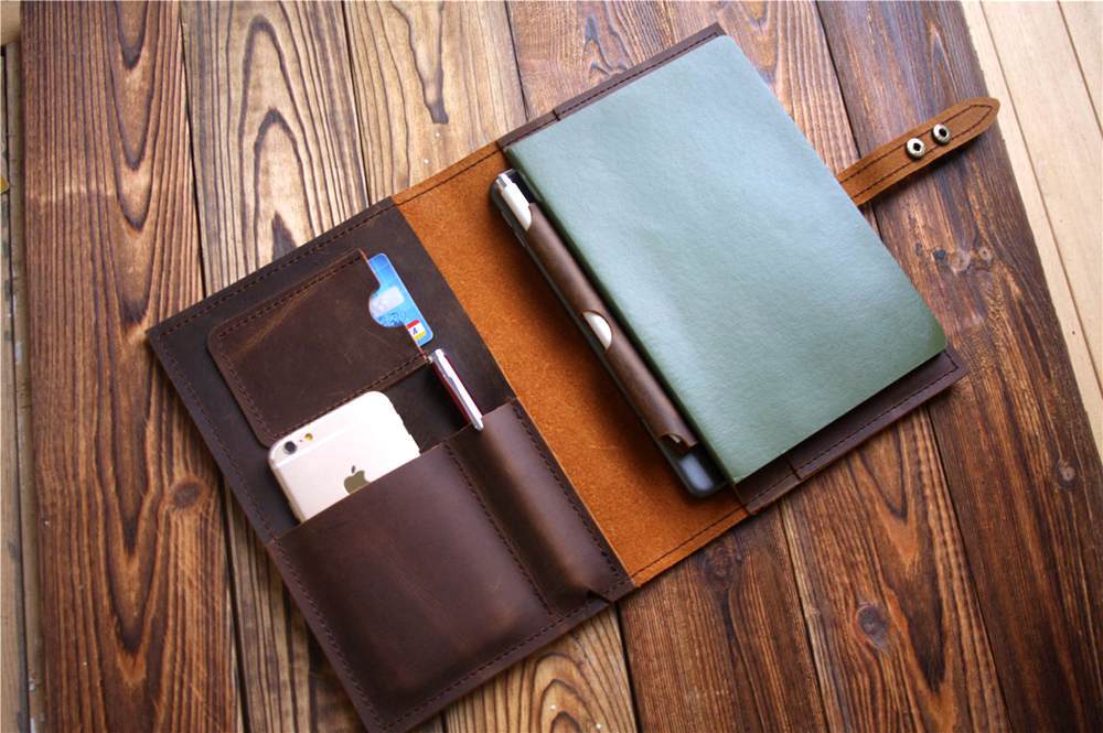 Multi-Pockets Leather Refillable Journal Cover – LeatherNeo